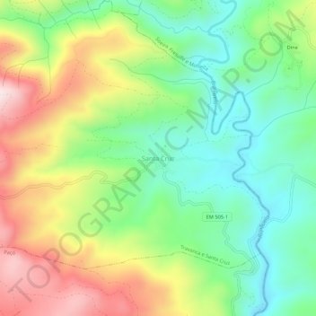 Mapa topográfico Santa Cruz, altitud, relieve