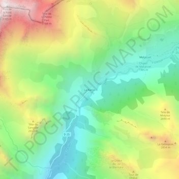 Mapa topográfico La Barge, altitud, relieve