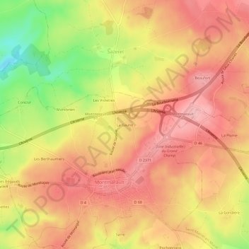 Mapa topográfico La Gaune, altitud, relieve