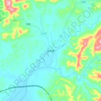 Mapa topográfico Dahu, altitud, relieve