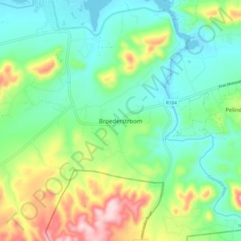 Mapa topográfico Broederstroom, altitud, relieve