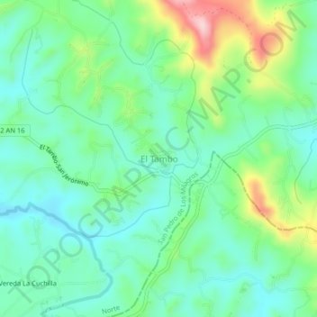 Mapa topográfico El Tambo, altitud, relieve
