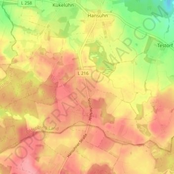 Mapa topográfico Neu Testorf, altitud, relieve