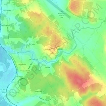 Mapa topográfico La Roche, altitud, relieve