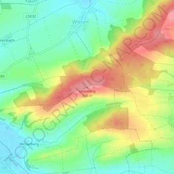 Mapa topográfico Kronberg, altitud, relieve