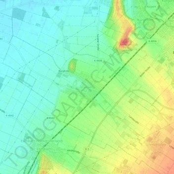 Mapa topográfico Tunsel, altitud, relieve