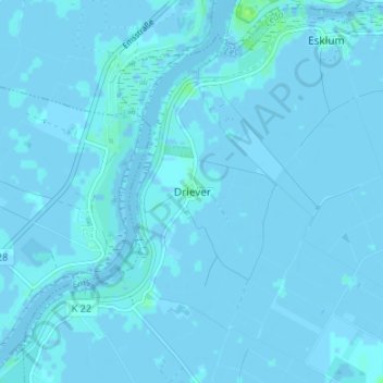 Mapa topográfico Driever, altitud, relieve