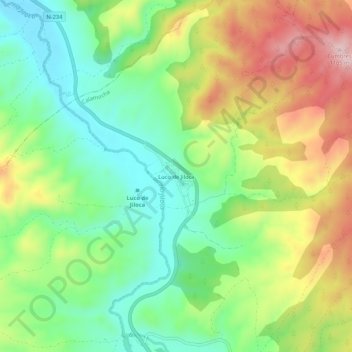 Mapa topográfico Luco de Jiloca, altitud, relieve