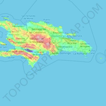 Mapa topográfico Peravia, altitud, relieve