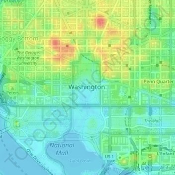 Mapa topográfico National Christmas Tree, altitud, relieve