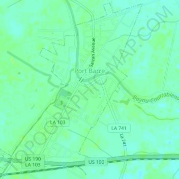 Mapa topográfico Port Barre, altitud, relieve