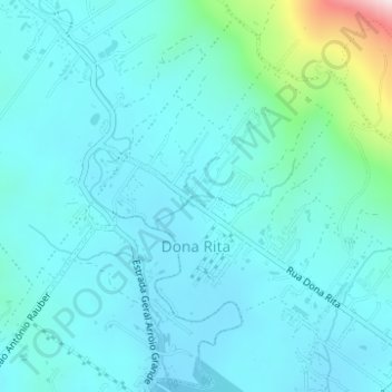 Mapa topográfico Dona Rita, altitud, relieve