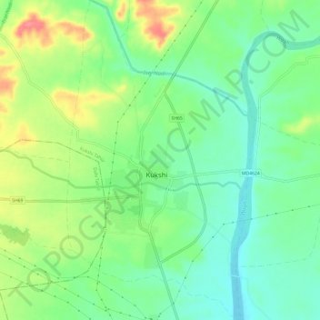 Mapa topográfico Kukshi, altitud, relieve