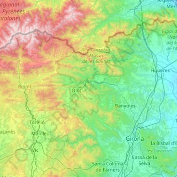 Mapa topográfico Río Ter, altitud, relieve