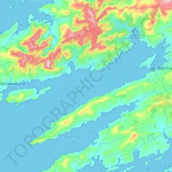 Mapa topográfico Bantry Bay, altitud, relieve