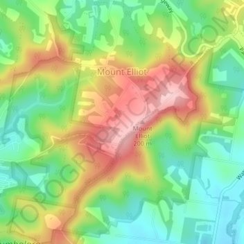 Mapa topográfico Mount Elliot, altitud, relieve