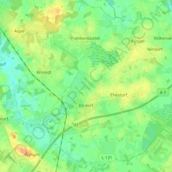 Mapa topográfico Elsdorf, altitud, relieve