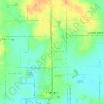 Mapa topográfico Hillcrest, altitud, relieve