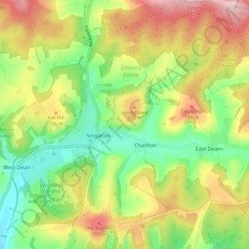 Mapa topográfico Singleton, altitud, relieve