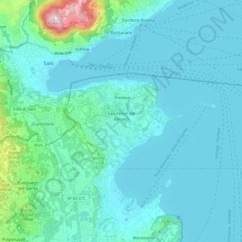 Mapa topográfico San Felice del Benaco, altitud, relieve