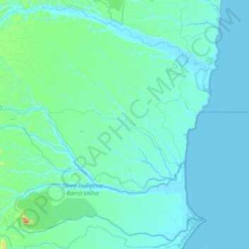 Mapa topográfico Caraíva, altitud, relieve