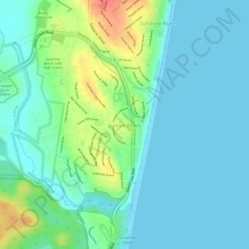 Mapa topográfico Sunrise Beach, altitud, relieve