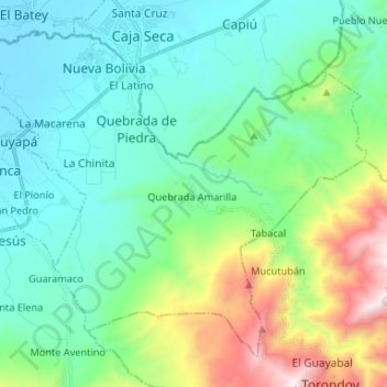 Mapa topográfico Parroquia Tulio Febres Cordero, altitud, relieve