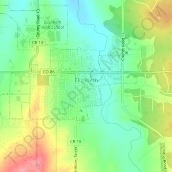 Mapa topográfico Elizabeth, altitud, relieve