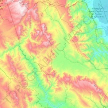 Mapa topográfico Pinto Recodo, altitud, relieve