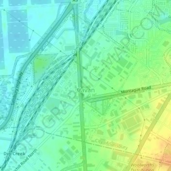 Mapa topográfico Cavan, altitud, relieve