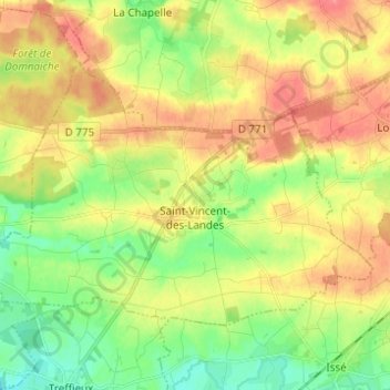 Mapa topográfico Saint-Vincent-des-Landes, altitud, relieve