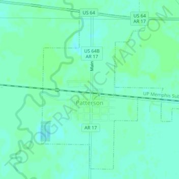Mapa topográfico Patterson, altitud, relieve