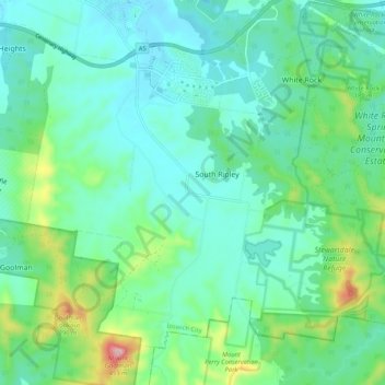 Mapa topográfico South Ripley, altitud, relieve