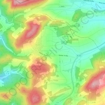 Mapa topográfico Roth, altitud, relieve
