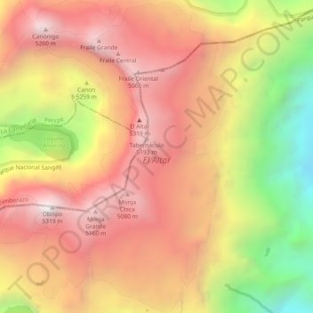 Mapa topográfico El Altar, altitud, relieve