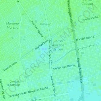 Mapa topográfico Canal de Desague del sur de la ciudad de Santiago del ...