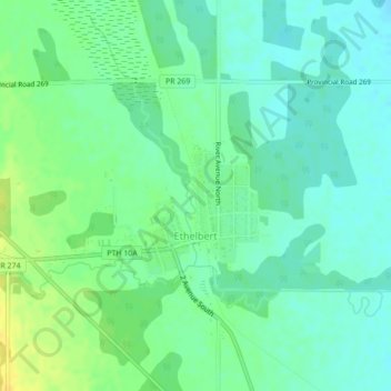 Mapa topográfico Ethelbert, altitud, relieve