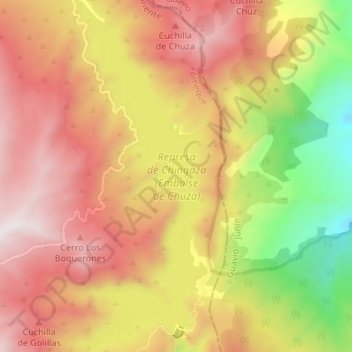 Mapa topográfico Represa de Chingaza (Embalse de Chuza), altitud, relieve