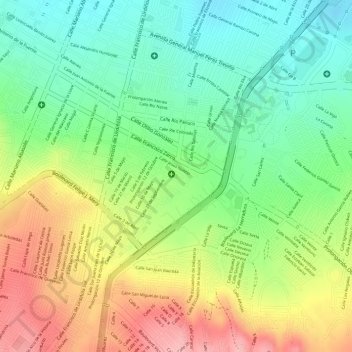 Mapa topográfico Saltillo, altitud, relieve