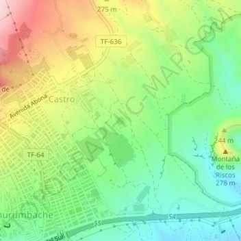 Mapa topográfico Balsa de San Isidro, altitud, relieve