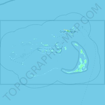 Mapa topográfico Parque Nacional Archipiélago Los Roques, altitud, relieve