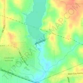 Mapa topográfico Lake Gladewater Dam, altitud, relieve