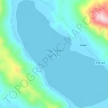 Mapa topográfico Laguna de Chacas, altitud, relieve